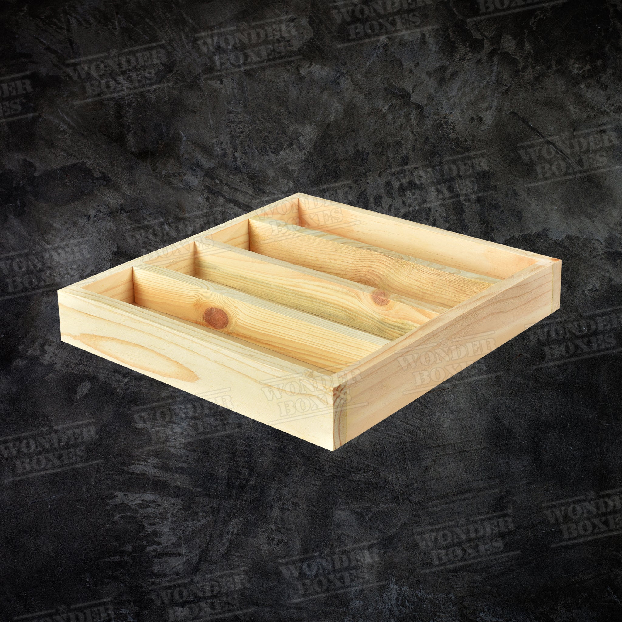Square Wooden Partitioned Tray - Four way partition – Wonderboxes